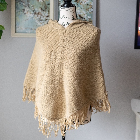 Sweaters | Tan Poncho With Hood | Poshmark